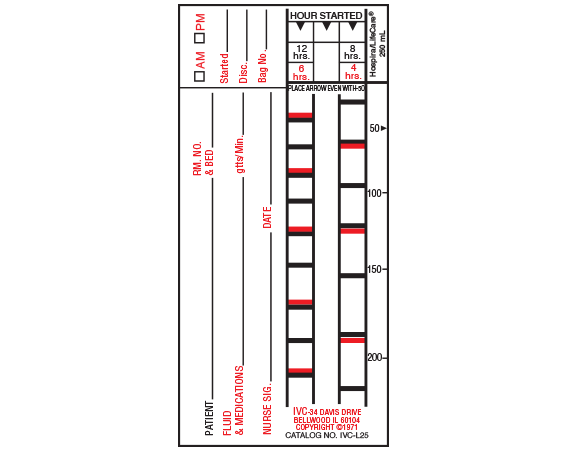 IVC-L25 IV Check Labels for Patient and Solution ID