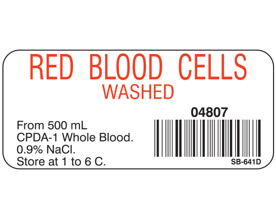 SB-641D Blood Product Labels w/ Codabar Symbology