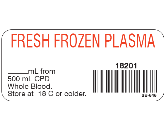 SB-646 Blood Product Labels w/ Codabar Symbology