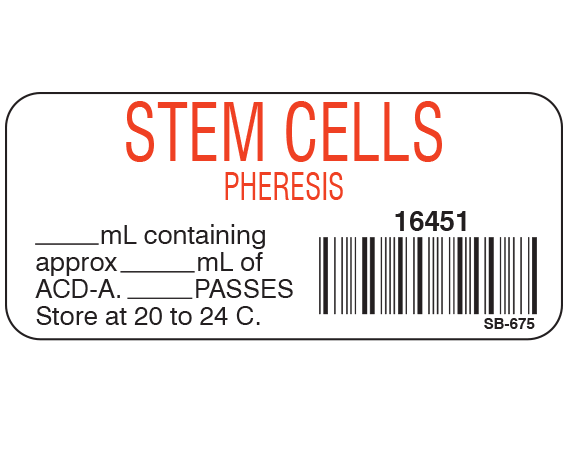 SB-675 Blood Product Labels w/ Codabar Symbology
