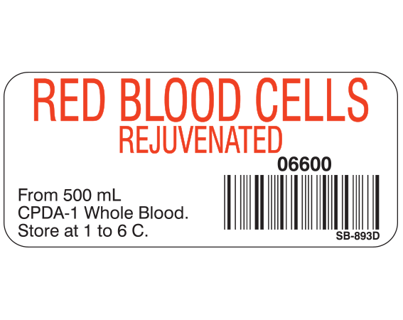 SB-893D Blood Product Labels w/ Codabar Symbology