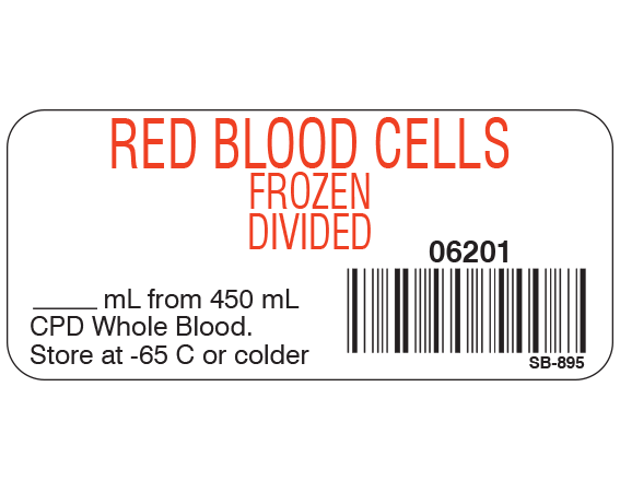SB-895 Blood Product Labels w/ Codabar Symbology