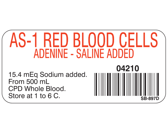 SB-897D Blood Product Labels w/ Codabar Symbology