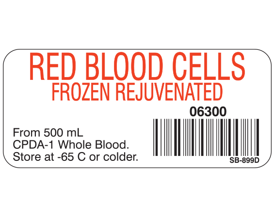 SB-899D Blood Product Labels w/ Codabar Symbology