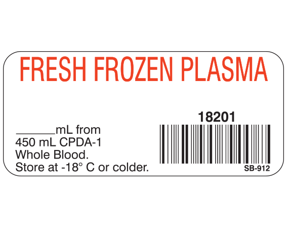 SB-912 Blood Product Labels w/ Codabar Symbology