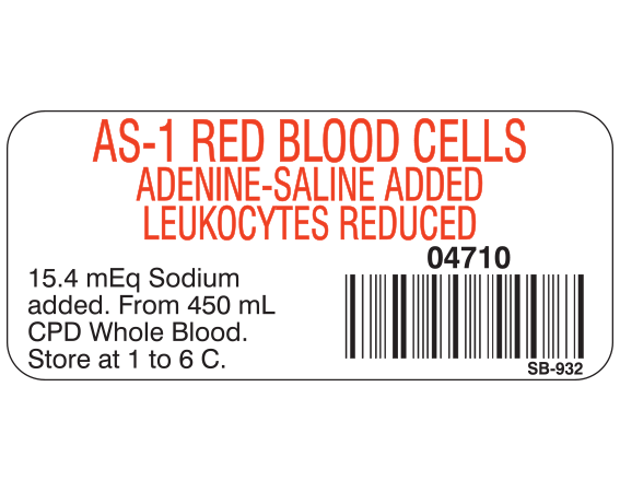 SB-932 Blood Product Labels w/ Codabar Symbology