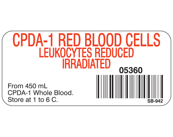 SB-942 Blood Product Labels w/ Codabar Symbology