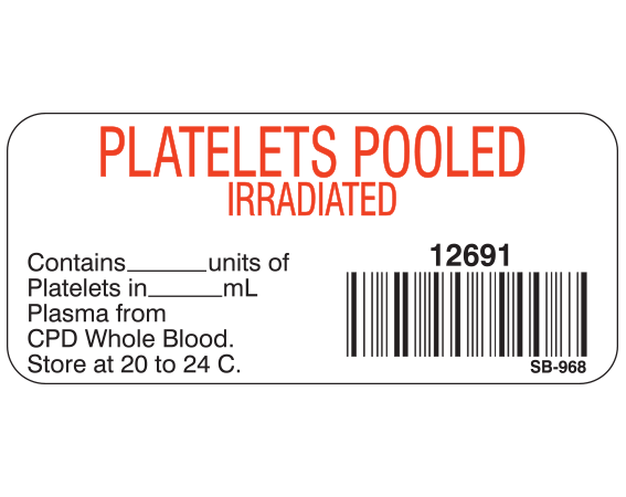 SB-968 Blood Product Labels w/ Codabar Symbology