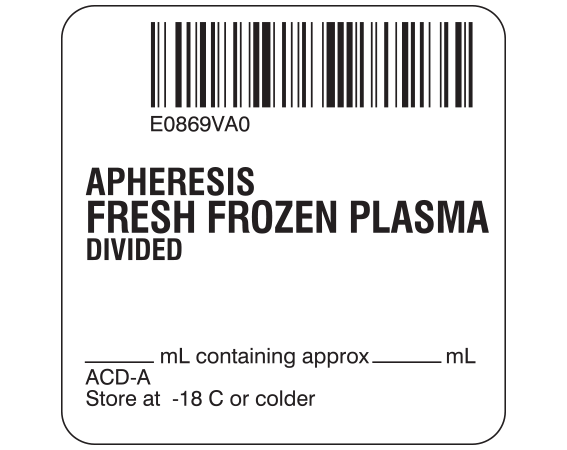 SB128-41D-9A ISBT 128 Fresh Frozen Plasma Product Labels