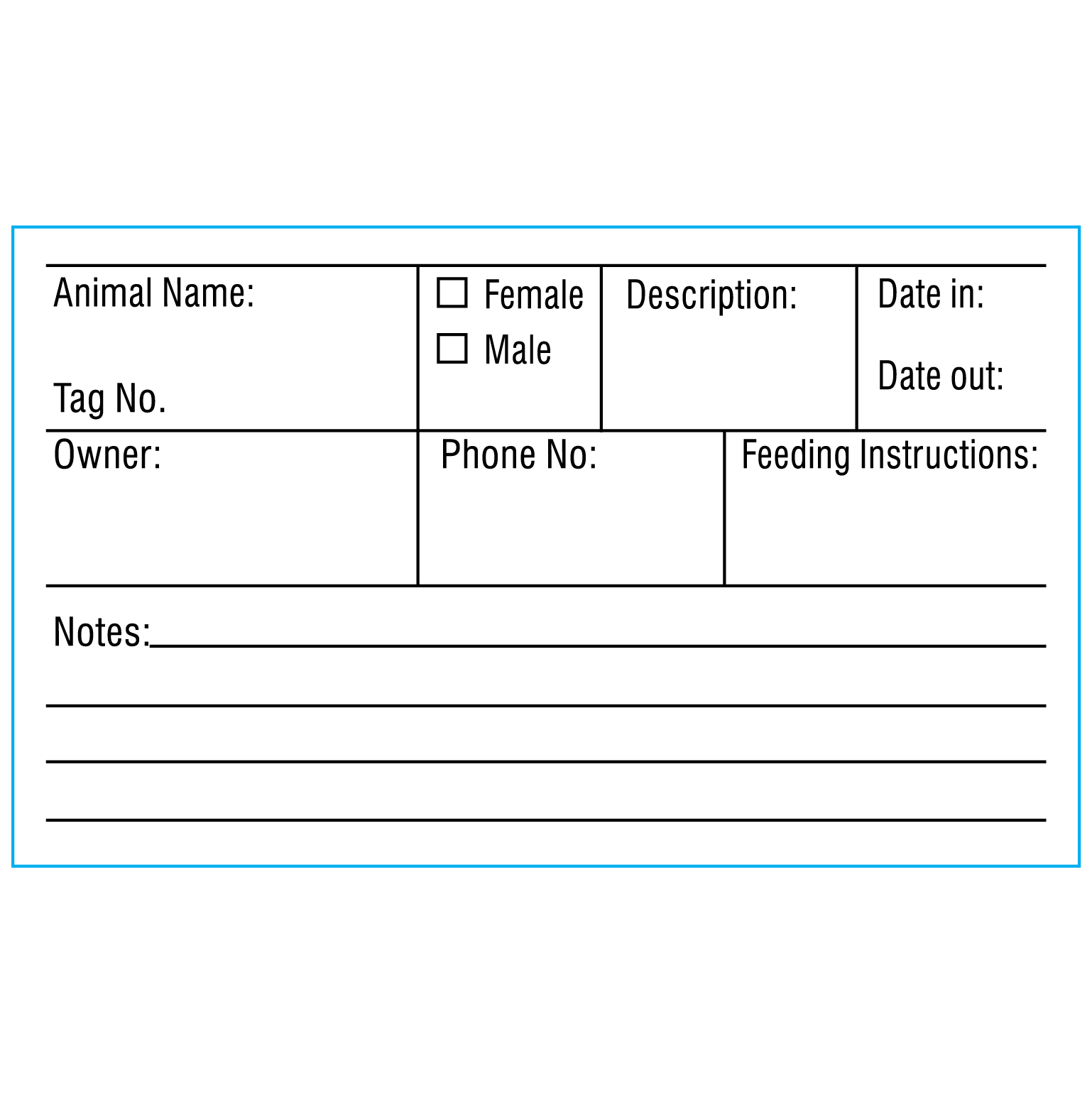 SCC-35-1 Animal Care Cage Cards